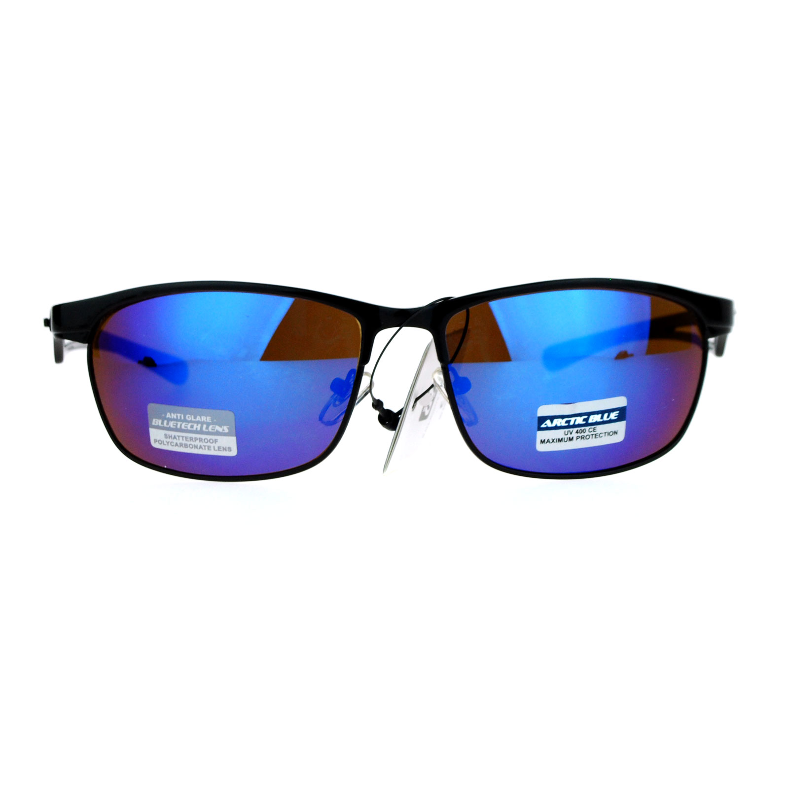 Arctic Blue Bluetech Mirrored Lens Metal Sport Warp Sunglasses Ebay