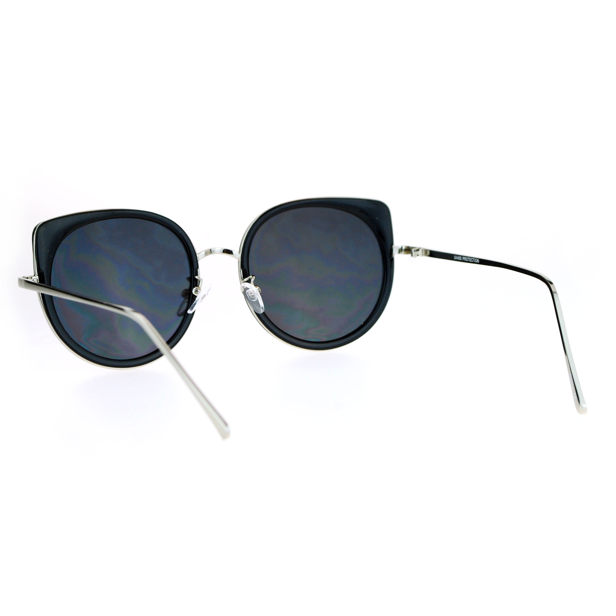 Sa106 Flat Color Mirrored Round Cat Eye Womens Retro Sunglasses Ebay