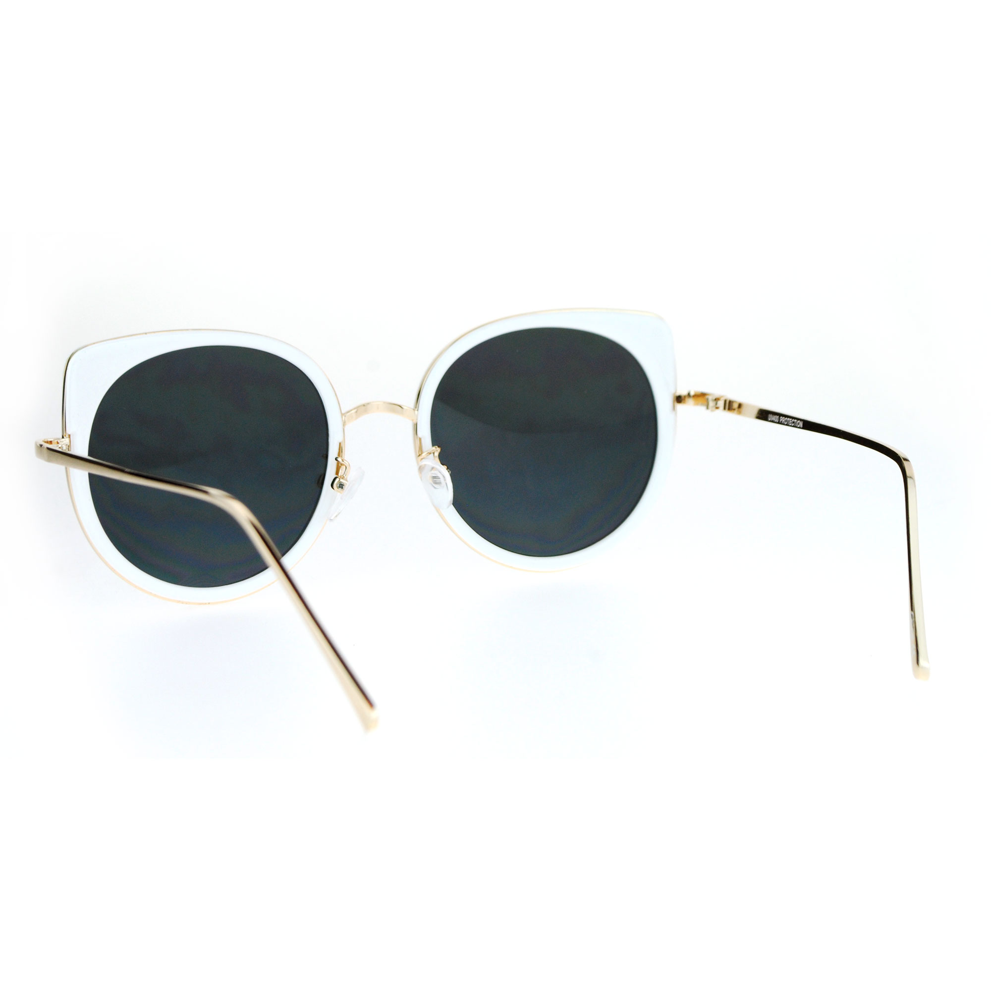 Sa106 Flat Color Mirrored Round Cat Eye Womens Retro Sunglasses Ebay