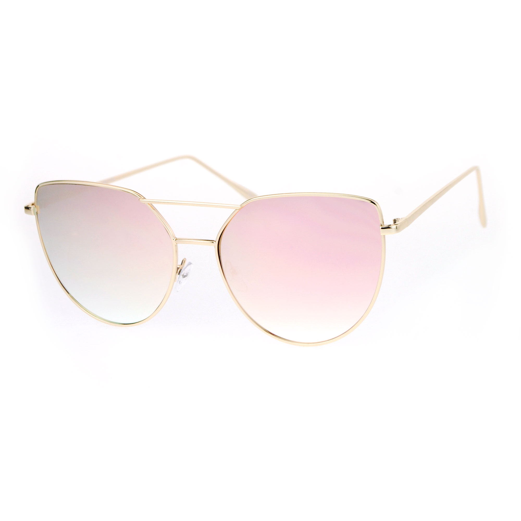 Sa106 Womens Retro Flat Colored Mirror Metal Cat Eye Sunglasses Ebay
